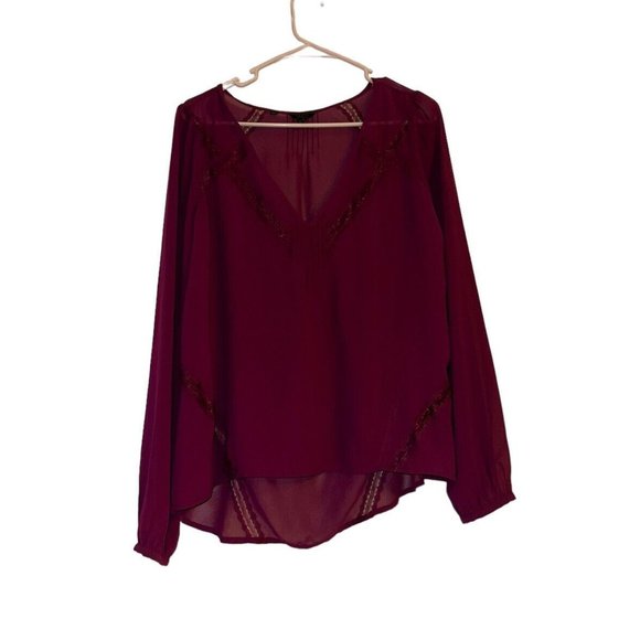 Guess | Tops | Guess Los Angeles Womens Sheer Blouse Size M Purple Long ...